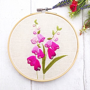 Foxglove Embroidery Pattern, Wildflower Hand Embroidery, Beginner ...