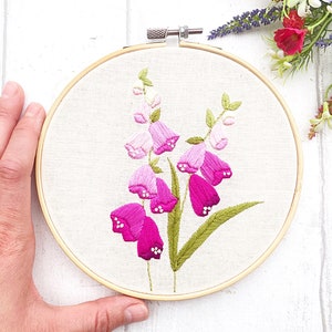 Foxglove Embroidery Pattern, Wildflower Hand Embroidery, Beginner ...