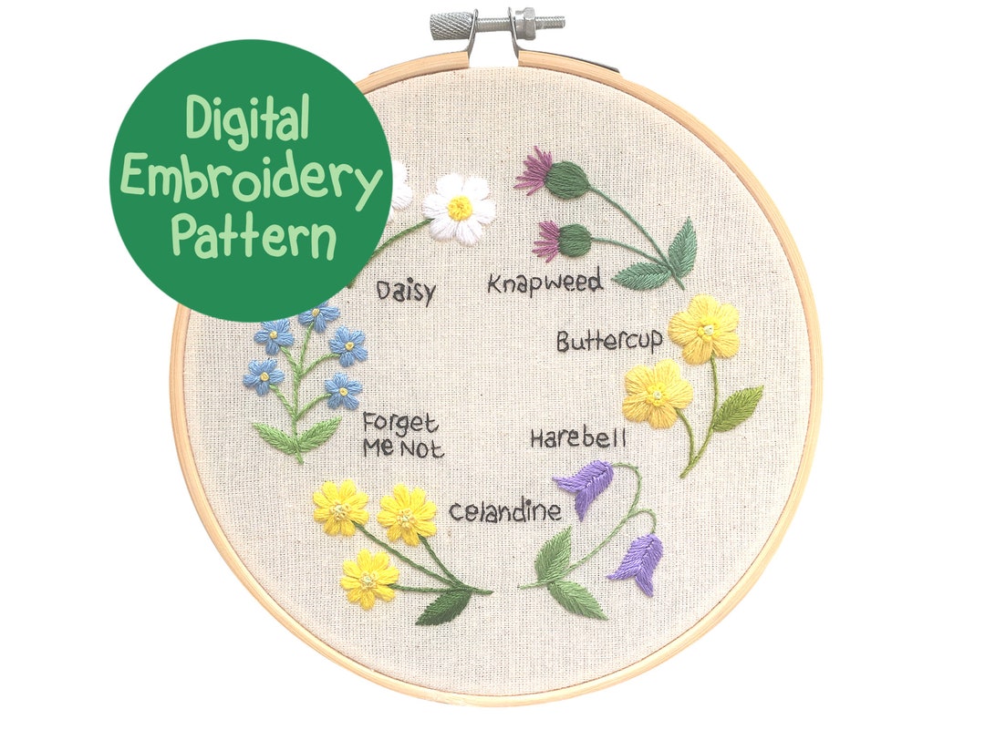 Wildflower Embroidery Pattern PDF, Flower Embroidery Pattern Design ...