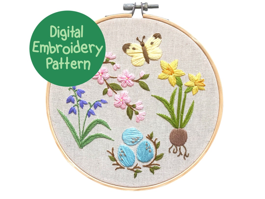Spring Embroidery Pattern, Floral Embroidery Pattern PDF, Wildflower ...