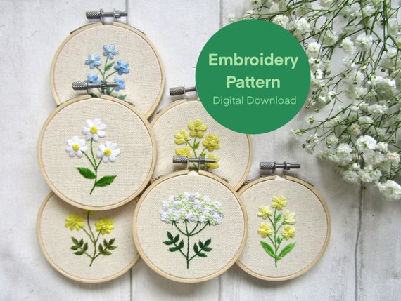 Wildflower Embroidery Pattern Flower Embroidery Hand Pattern - Etsy