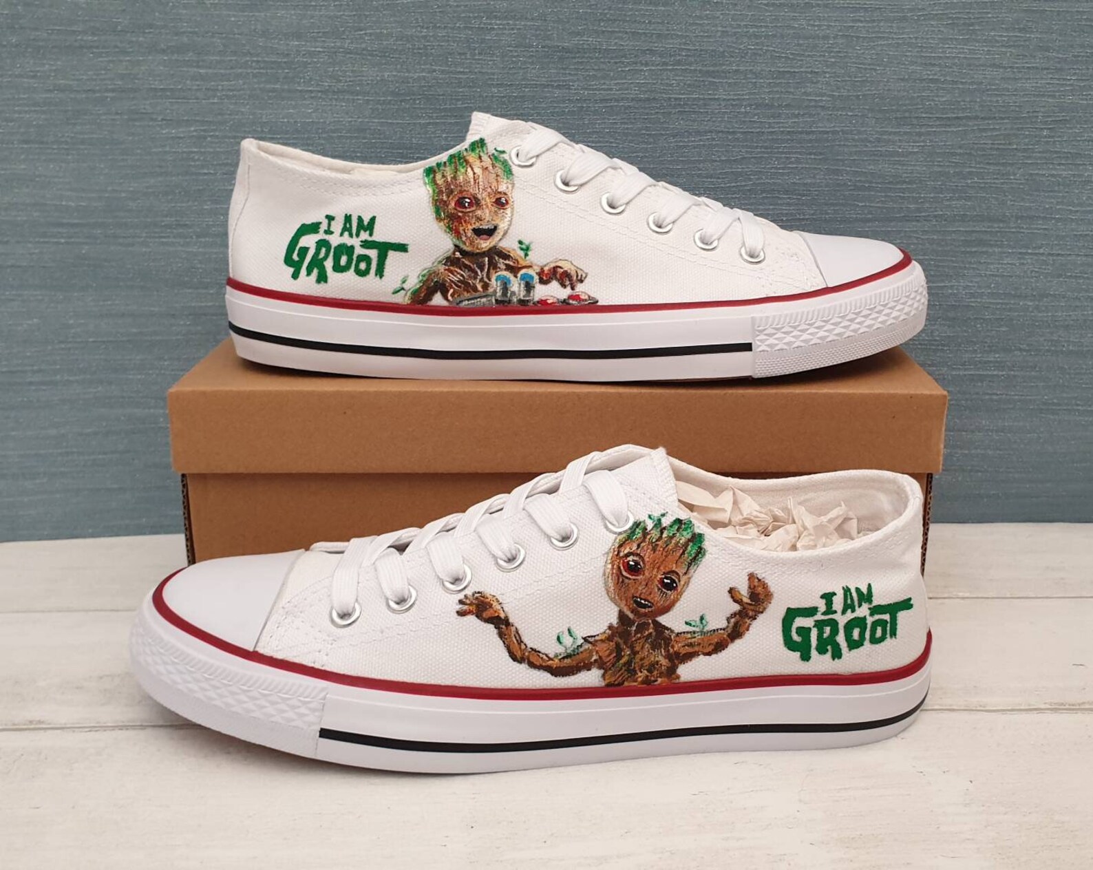 Custom Hand Painted Shoes Marvel's Baby Groot Art Graphic - Etsy UK