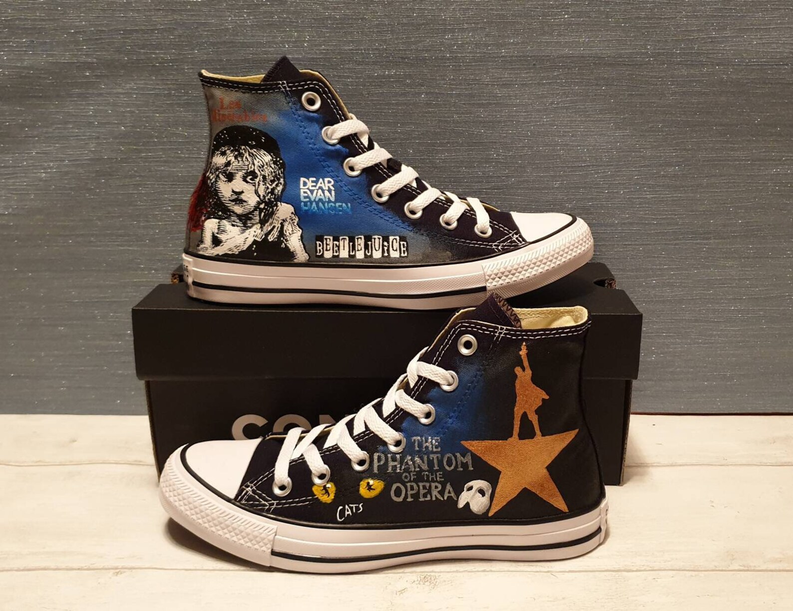 Custom Hand Painted Converse Shoes Theatre Themed Les | Etsy