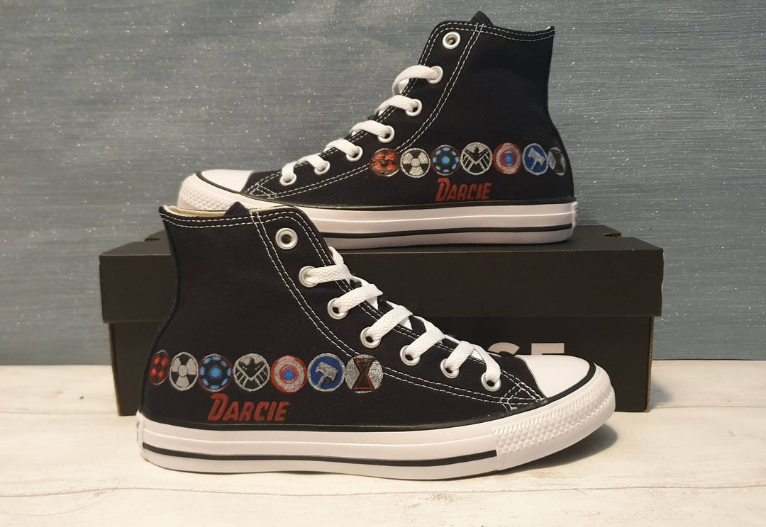 Converse Branded Custom Hand Painted High Top Marvels Design Shoes - Etsy