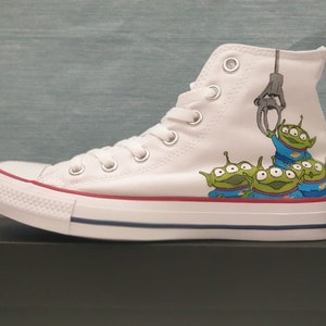 Custom Hand Painted Shoes With Toy Story Aliens Themed Converse High ...