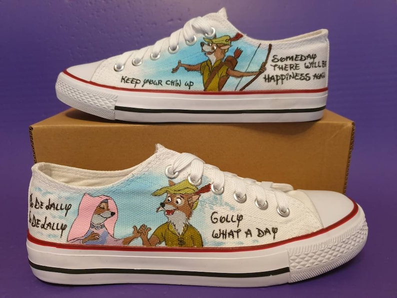 Custom Hand Painted Shoes Disney's Robin Hood Art Graphic | Etsy