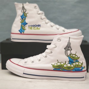 Custom Hand Painted Shoes With Toy Story Aliens Themed Converse High ...
