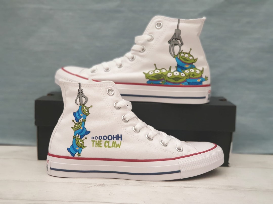 Custom Hand Painted Shoes With Toy Story Aliens Themed Converse High ...