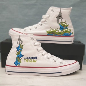 Custom Hand Painted Shoes With Toy Story Aliens Themed Converse High ...