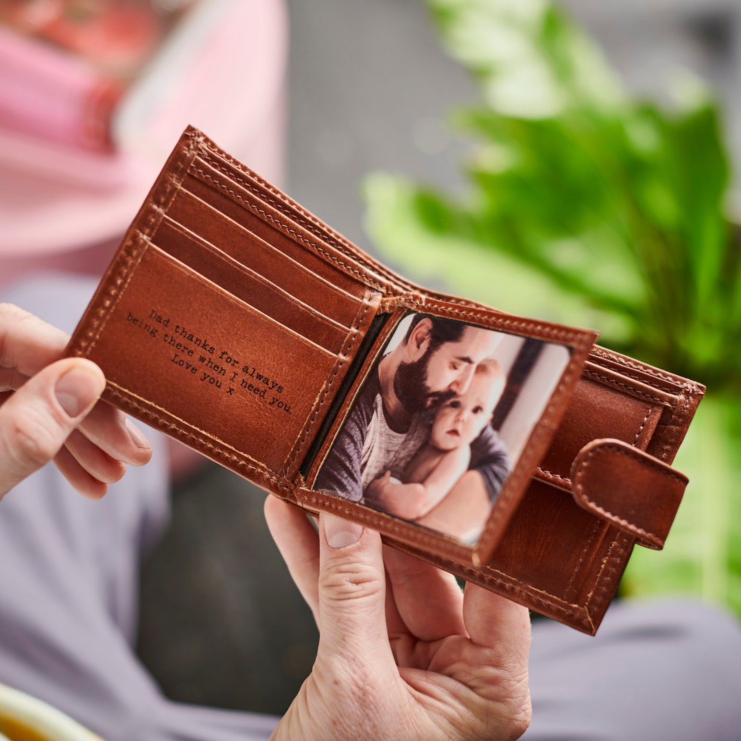 Personalised Leather Wallet With Metal Photo Card - Includes ...
