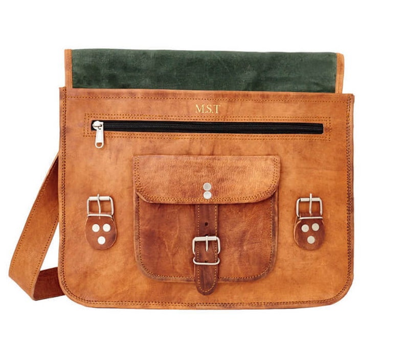 Personalised Classic Leather Satchel 14 | Etsy