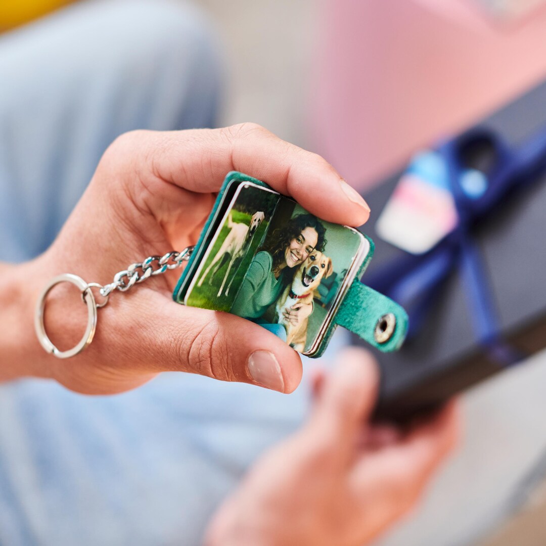 Personalised Leather Photo Book Keyring – Handmade Christmas Gift ...