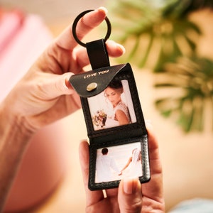 Personalised Leather Photo Keyring Unique Christmas Gift for Dad ...