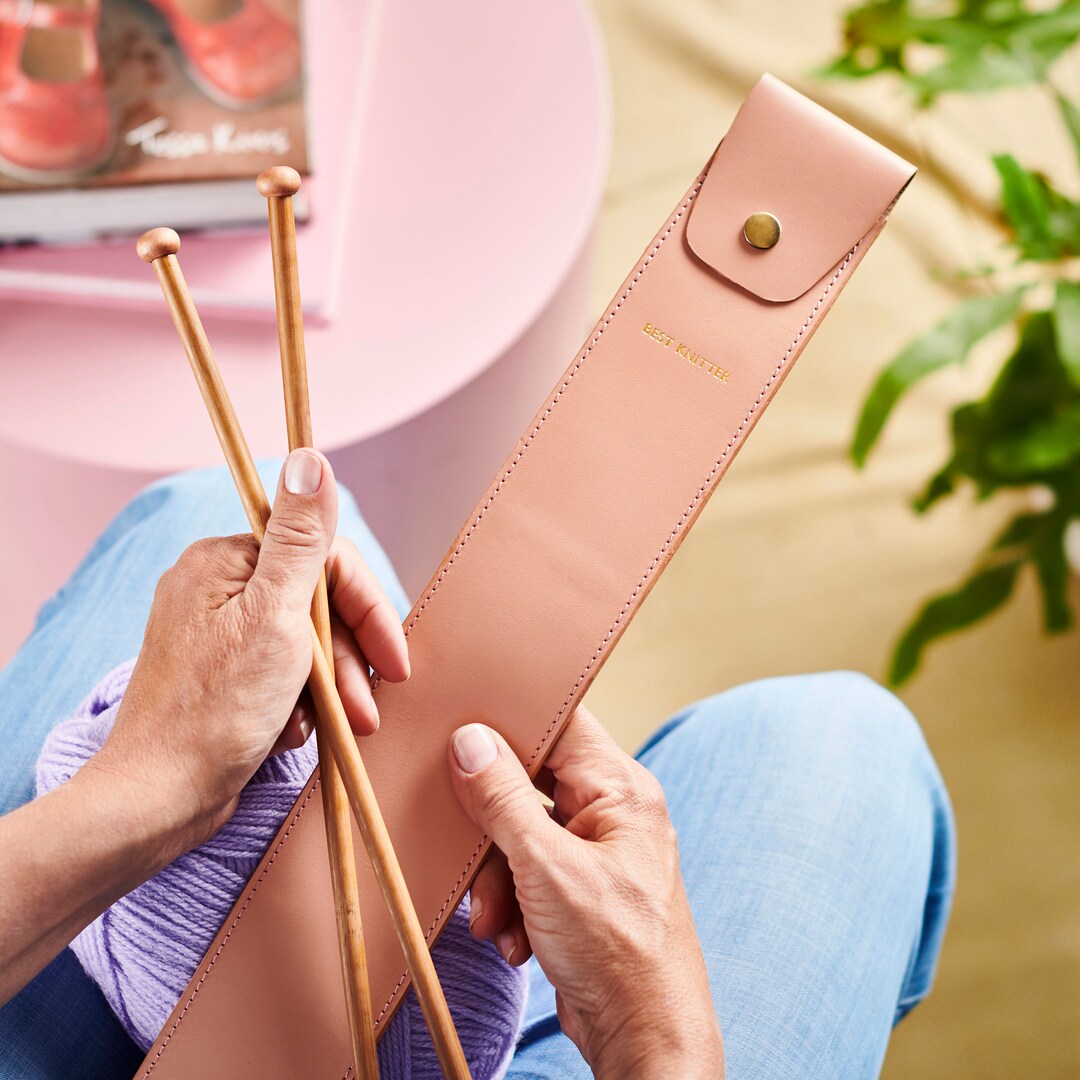 Leather Knitting Needle Holder With Personalisation - Perfect Gift for ...