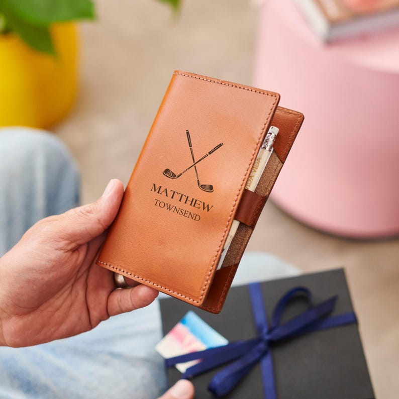 Personalised Leather Golf Scorecard Holder – Handmade Thoughtful Gift ...