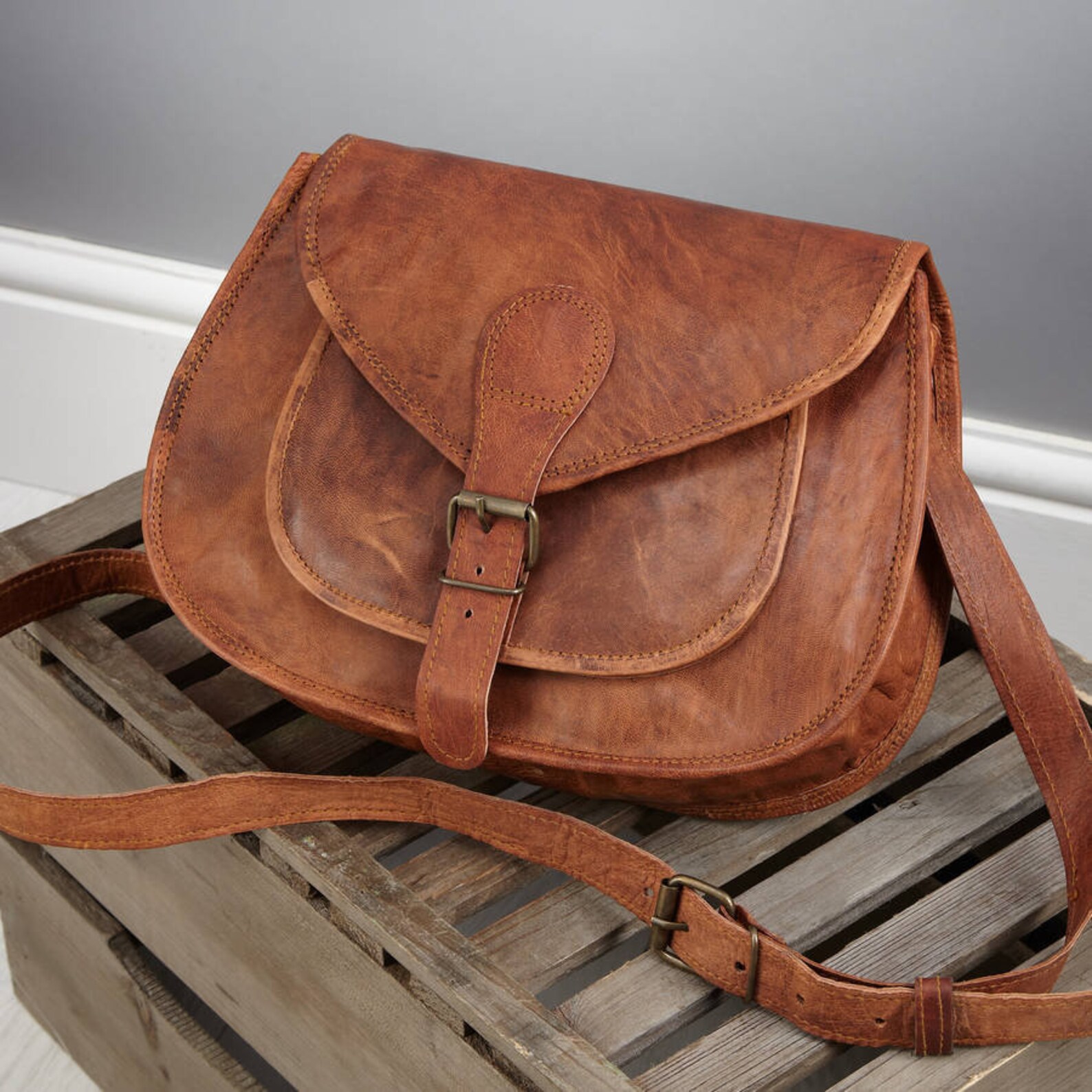 Vintage Leather Saddle Bag With Personalisation - Etsy