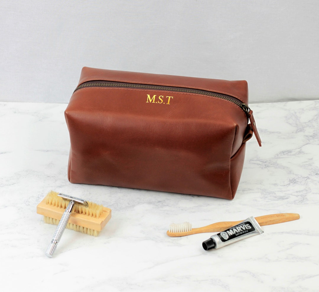 Handmade Leather Wash Bag With Personalisation - Etsy