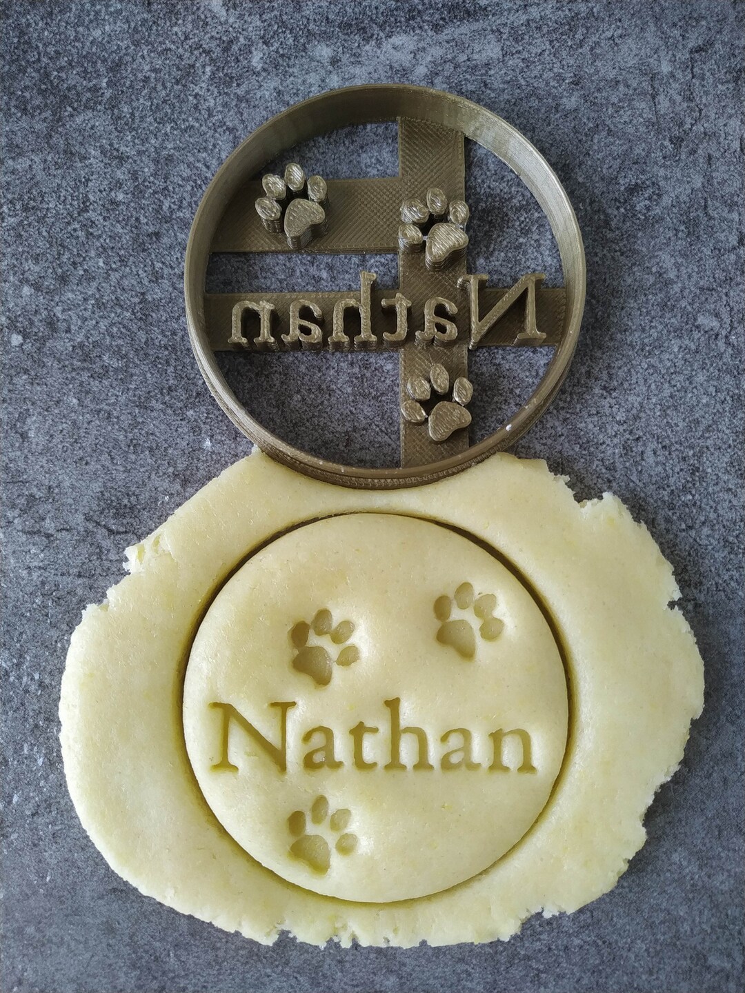 Paw Print Cookie Cutter - Round - Customizable With Name | Designed and ...
