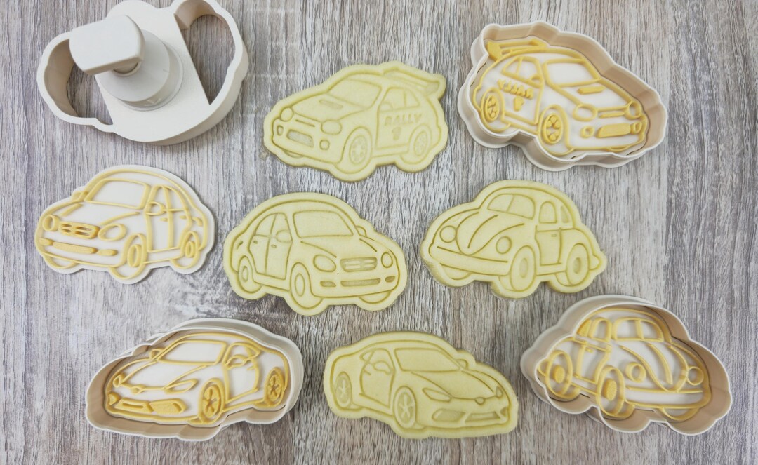 Car-themed Push-type Cookie Cutters – Sports Car, Rally, Beetle, Sedan ...
