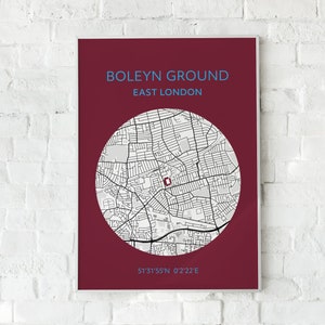 West Ham Print: Boleyn Ground Map - Etsy