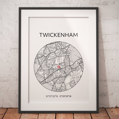 Twickenham Home of Rugby Map Print - Etsy