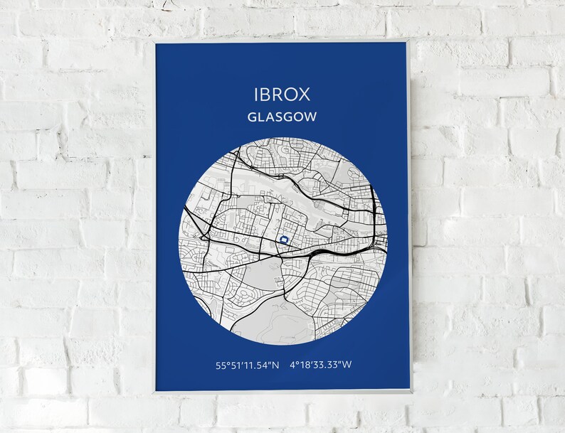 Glasgow Rangers Print: Ibrox Stadium Map - Etsy
