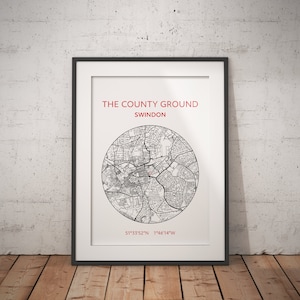 Swindon Town Print: the County Ground Map - Etsy