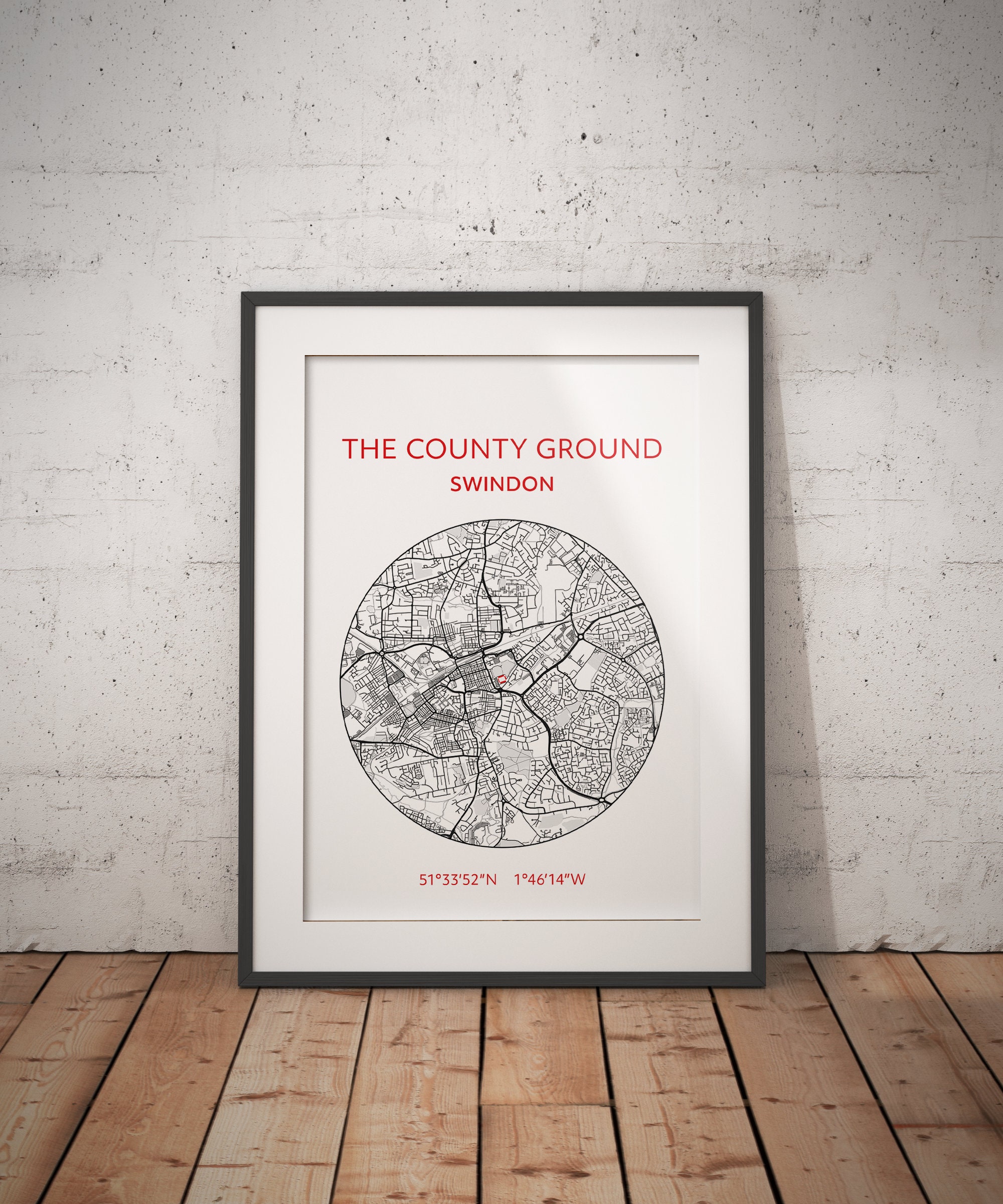 Swindon Town Print: the County Ground Map - Etsy UK
