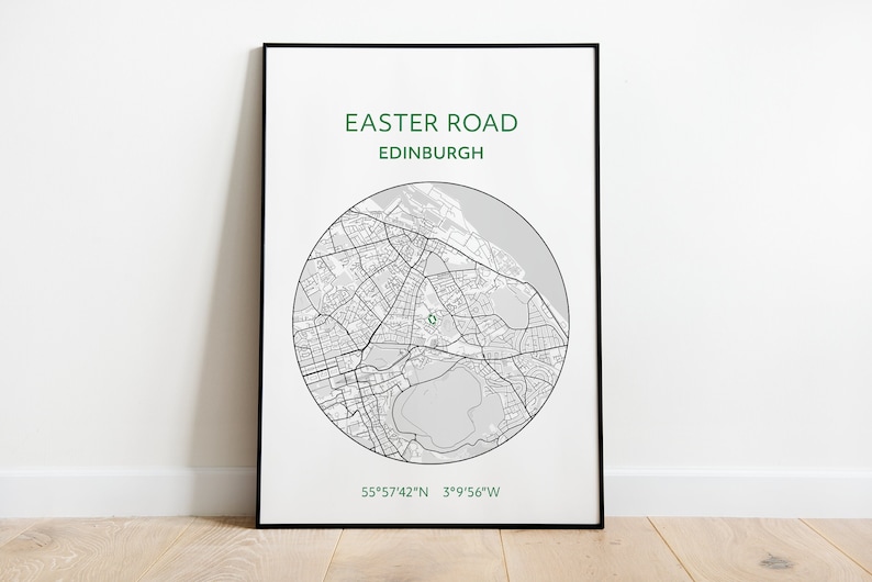 Hibernian Print: Easter Road Map - Etsy