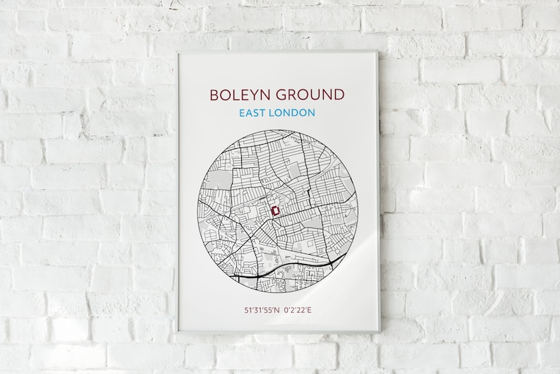 West Ham Print: Boleyn Ground Map - Etsy