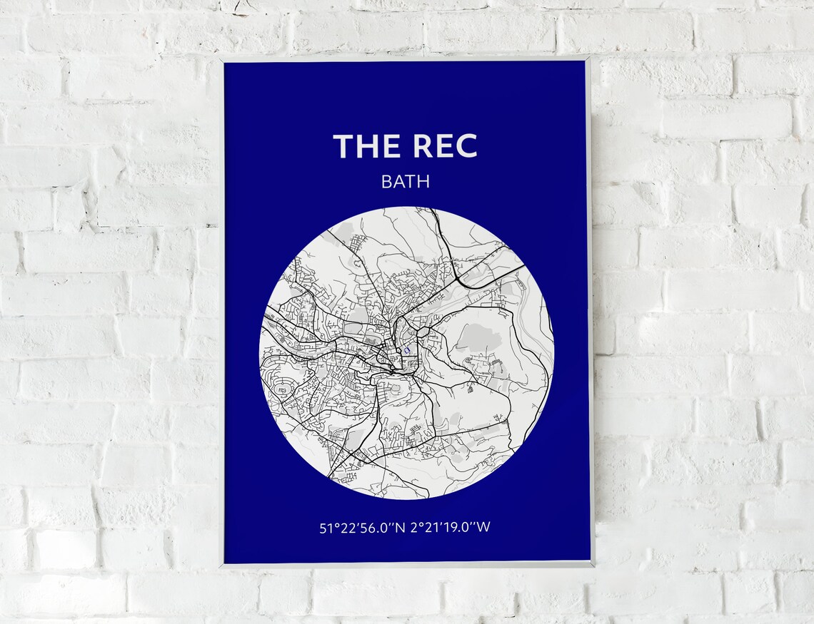 Bath Rugby Print: Recreation Ground Map | Etsy UK
