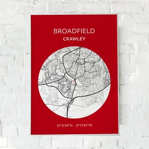 Crawley Town Print: Broadfield Map - Etsy