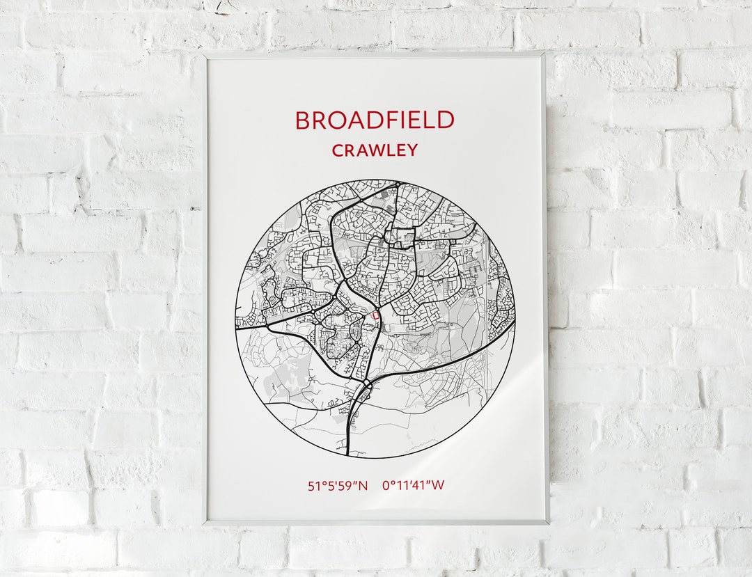 Crawley Town Print: Broadfield Map - Etsy