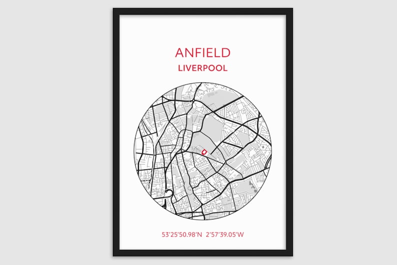 Liverpool Print: Anfield Map - Etsy