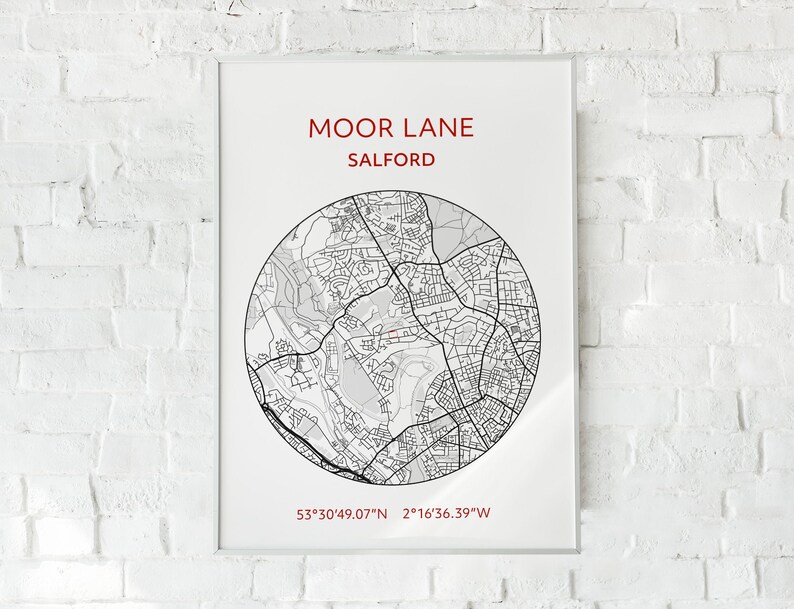 Salford City Print: Moor Lane Map - Etsy