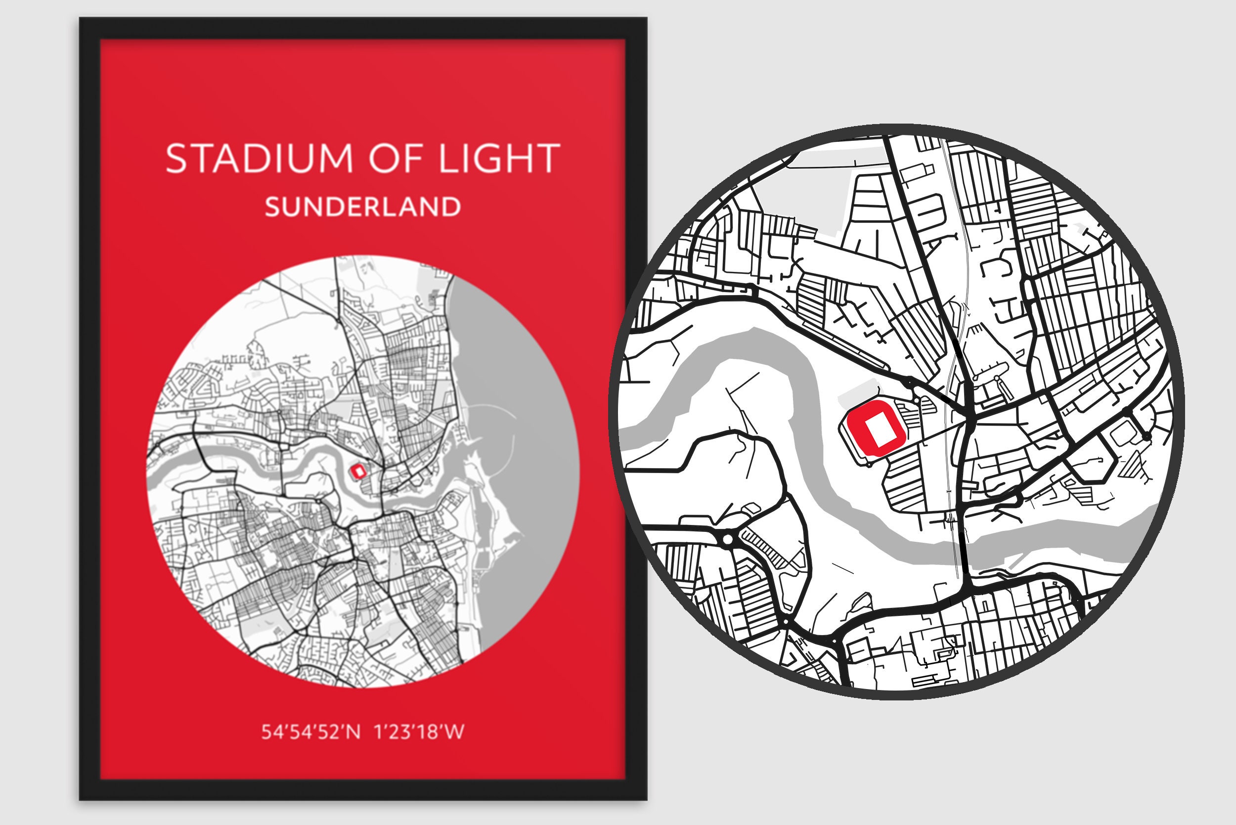 Sunderland Roker Park/stadium of Light Maps - Etsy UK