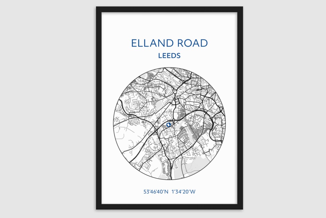 Leeds United: Elland Road Map Print - Etsy