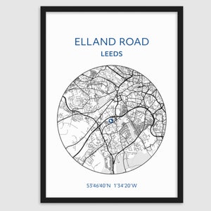Leeds United: Elland Road Map Print - Etsy