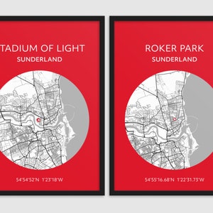 Sunderland Roker Park/stadium of Light Maps - Etsy UK