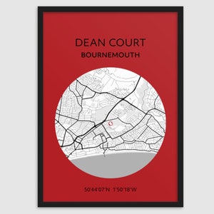 Bournemouth Print: Dean Court Map - Etsy
