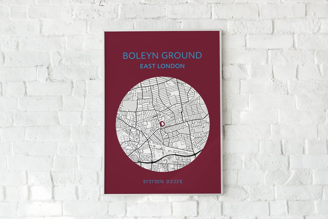 West Ham Print: Boleyn Ground Map - Etsy
