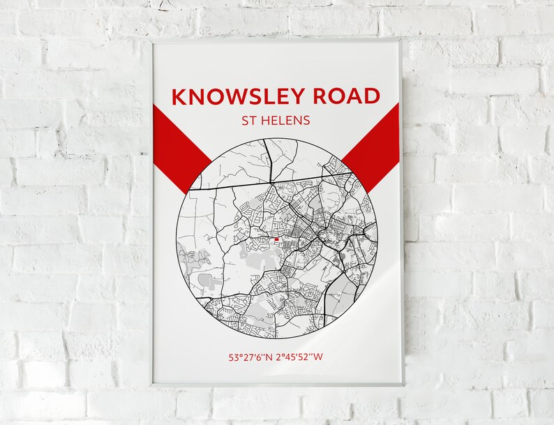 St Helens Rugby Print: Langtree Park / Knowsley Road Map - Etsy UK