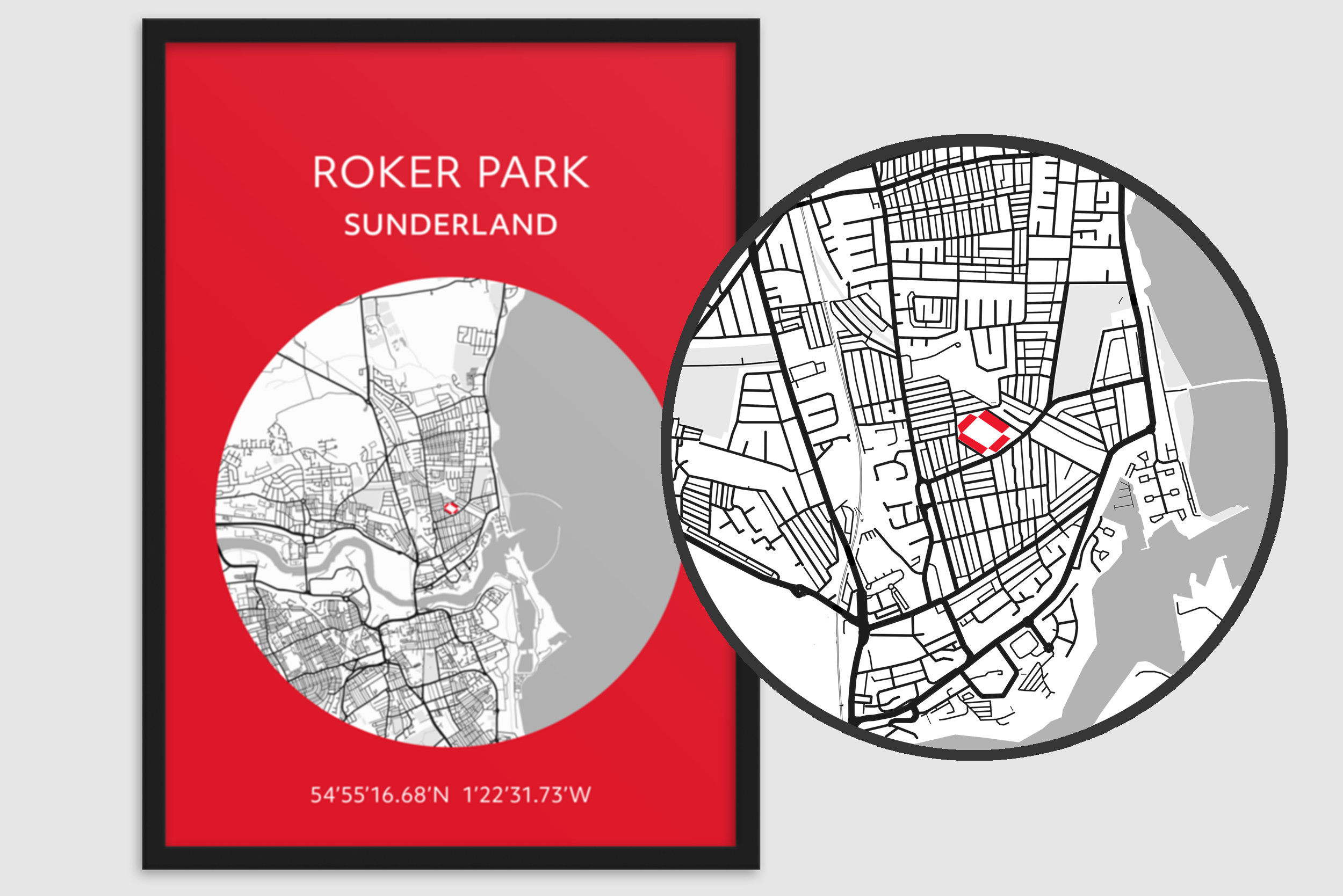 Sunderland Roker Park/stadium of Light Maps - Etsy UK