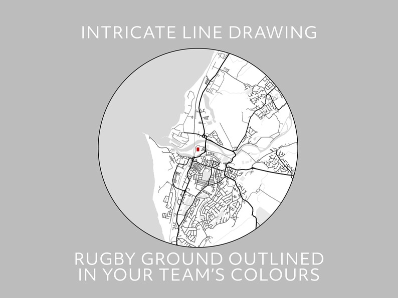 Personalised Rugby Ground Map Print / Your Rugby Stadium / Personalised ...