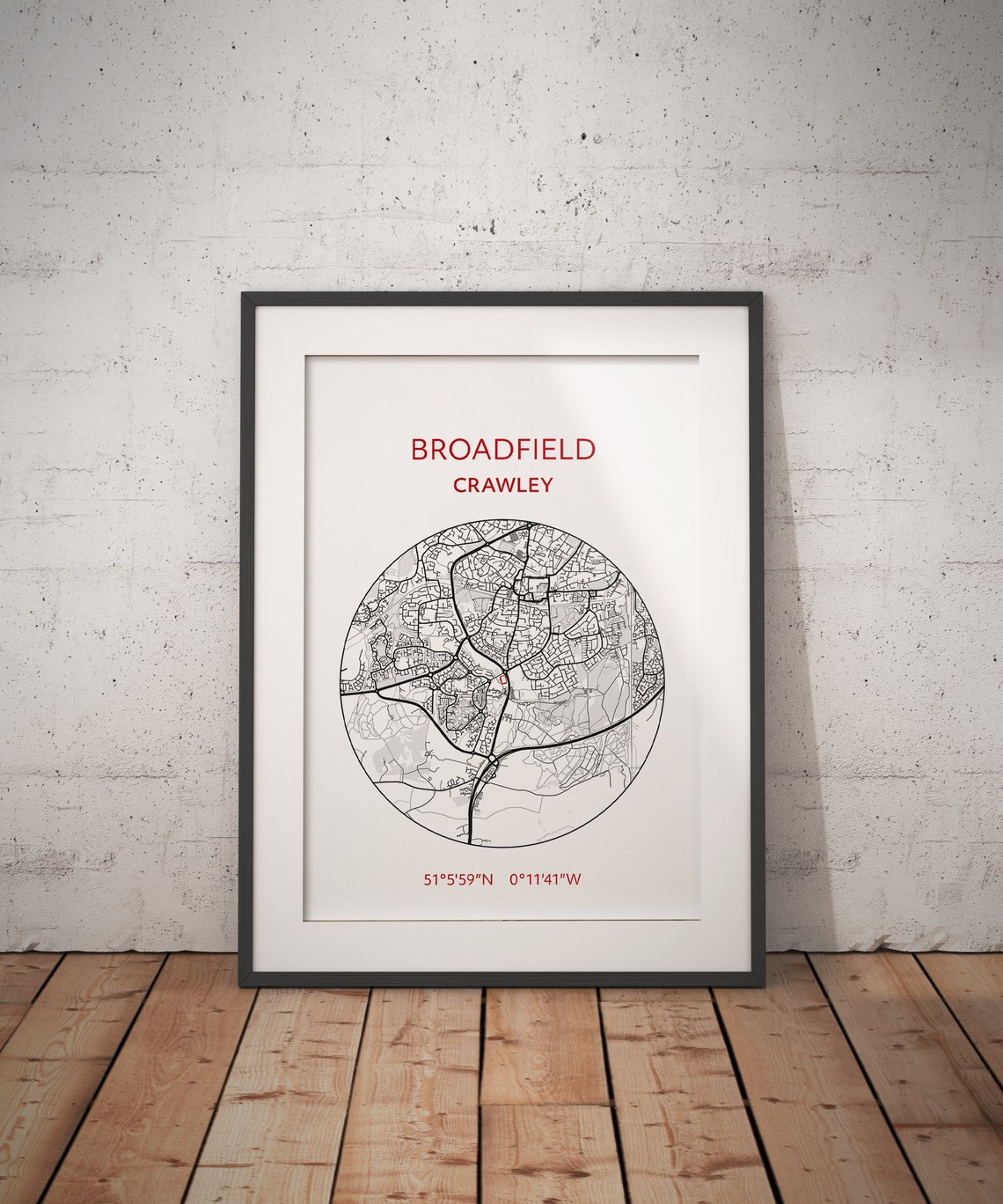 Crawley Town Print: Broadfield Map - Etsy