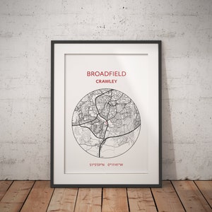Crawley Town Print: Broadfield Map - Etsy
