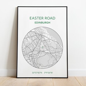 Hibernian Print: Easter Road Map | Etsy