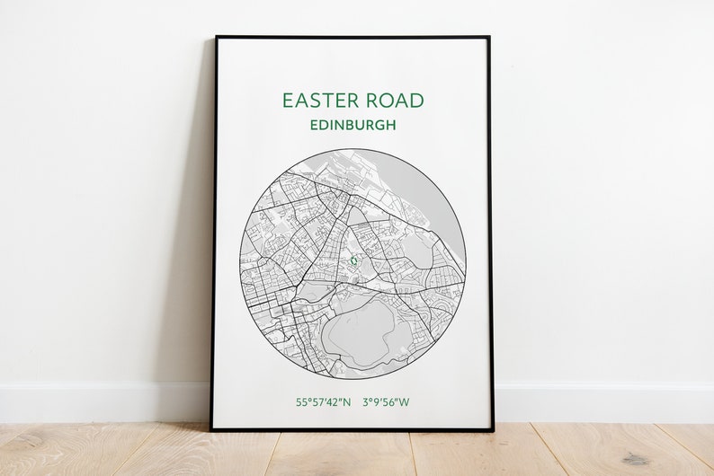 Hibernian Print: Easter Road Map | Etsy