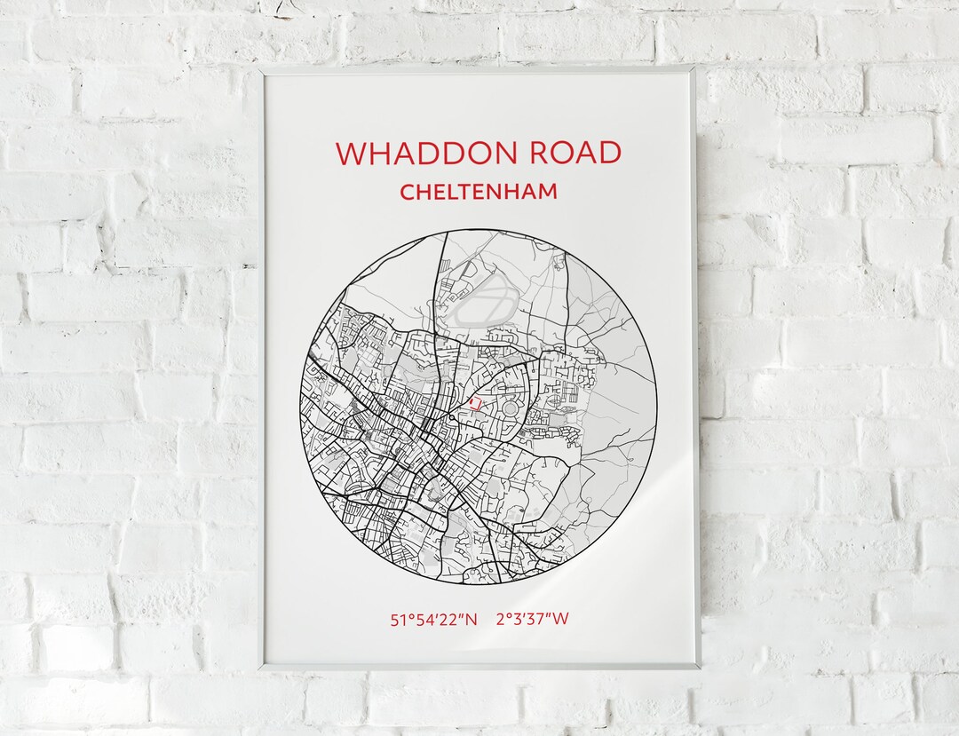 Cheltenham Town Print: Whaddon Road Map - Etsy