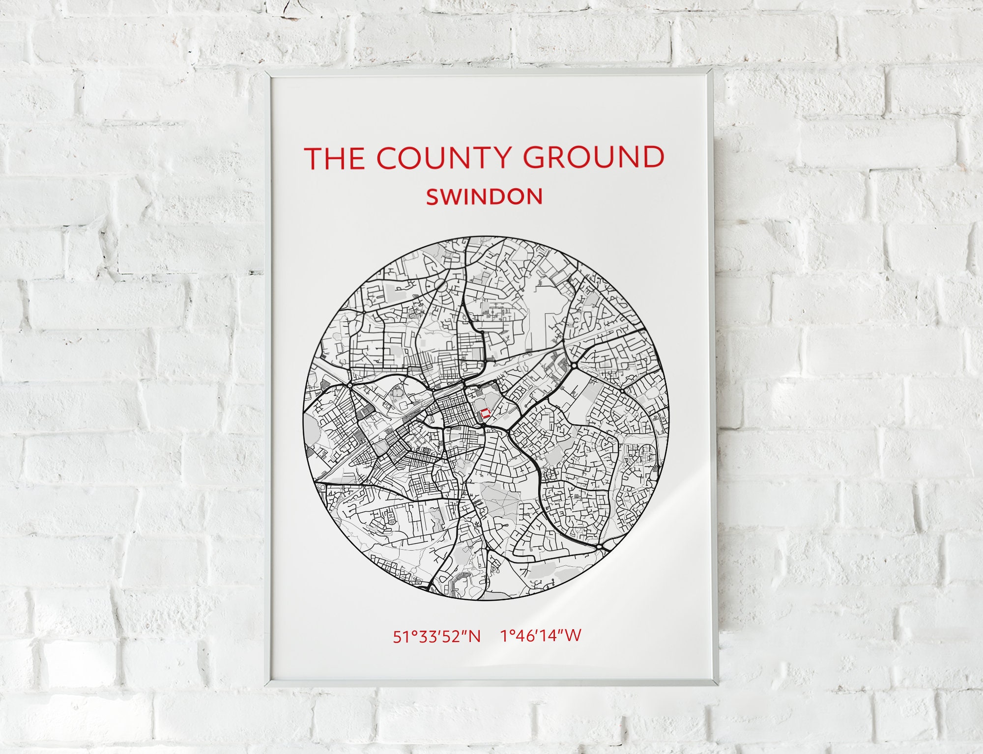 Swindon Town Print: the County Ground Map - Etsy UK